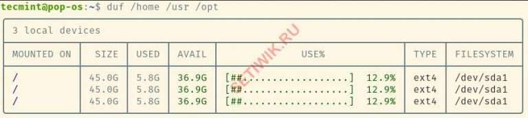Duf – Лучшая Утилита Мониторинга Дисков Linux - SetiWik